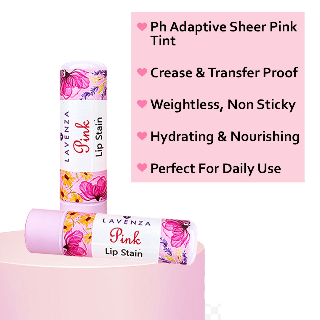 pH Adaptive Natural Pink Lipstain & Lip Balm (2in1) | Lavenza Naturals
