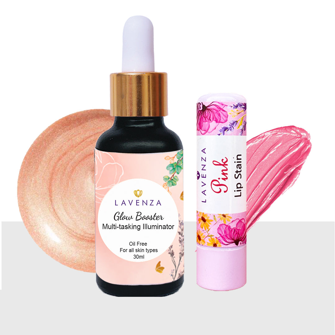 Makeup with Skincare Combo - Pink Lipstain + Glow Booster
